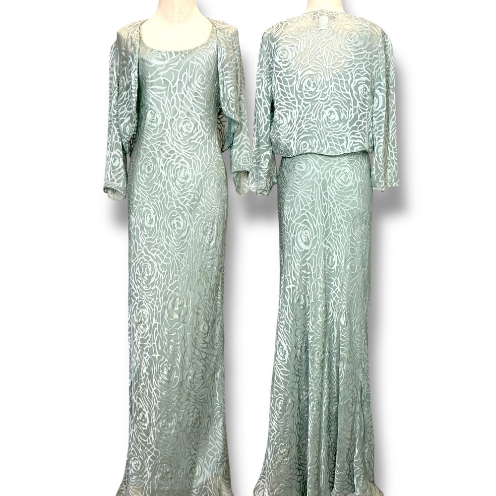 V211 Vintage Alex Evenings Mint Rose Sheer Gown (L-XL) – EVENINGBYSIRAK